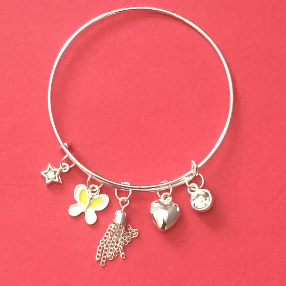 Jewelry | Pretty Bangle Charm Silver Bracelet New | Poshmark